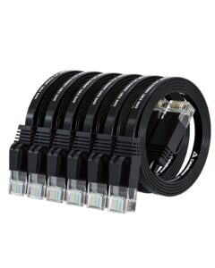 cat 6 ethernet cable 3ft (6 pack) (at a cat5e price but higher bandwidth) flat internet network cable - cat6 ethernet patch cable short - black computer cable with snagless rj45 connectors