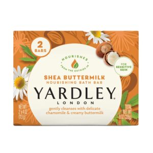 yardley london shea buttermilk sensitive skin naturally moisturizing bath bar, 4.25 ounce, 2 count