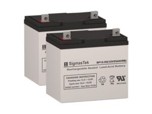 golden technology avenger 4 wheel scooter battery replacement set by sigmastek - 2x 12v 55ah batteries