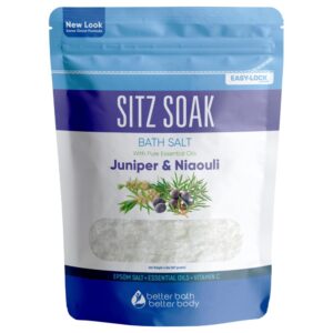 sitz bath soak 2-lbs sitz salt epsom salt hemorrhoid soothing with pure essential oils in bpa free pouch with press-lock seal made in usa