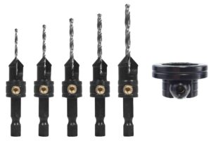 make it snappy tools quick-change 5-pc. countersink drill bit set with rotating depth stop