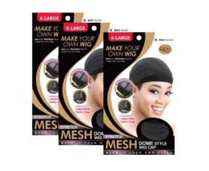 (3 pack) qfitt mesh dome style wig cap extra large #5021