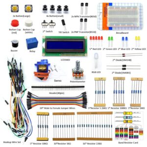 adeept project lcd 1602 starter kit for raspberry pi 4 3 2 model b+ b servo motor relay beginner small diy kit compatible with raspberry pi 2b+ with pdf guidebook user manual