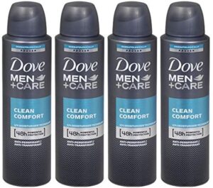 dove men + care clean comfort spray deodorant & antiperspirant 150ml / 3.8 ounce,(4 pack)