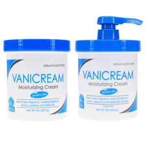 vanicream moisturizing skin cream with pump dispenser plus bonus jar combo pack, 1 pound each