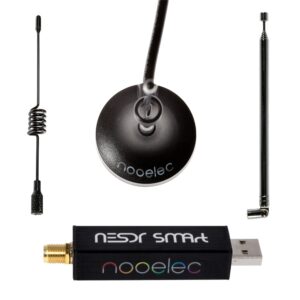 nooelec rtl-sdr v5 bundle - nesdr smart hf/vhf/uhf (100khz-1.75ghz) software defined radio. premium rtlsdr w/ 0.5ppm tcxo, sma input, aluminum enclosure & 3 antennas. rtl2832u & r820t2-based radio