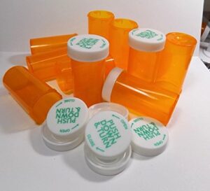 plastic prescription rx vials/bottles 50 pack w/caps 8 dram size-new