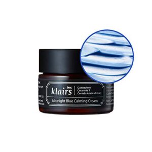 dearklairs] midnight blue calming cream, soothing, redness relief moisturizer, hydrating, fast absorbing, light texture for easy use, sensitive skin friendly (1.01 fl oz (pack of 1))