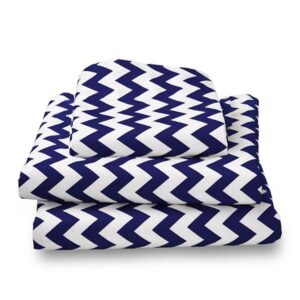 bkb chevron toddler sheet set, navy