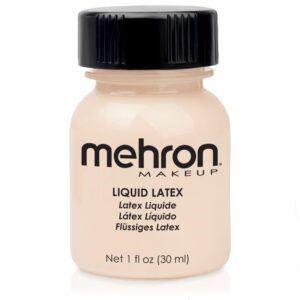 mehron makeup liquid latex | sfx makeup | halloween | latex glue for skin | prosthetic glue 1 fl oz (30 ml) (light flesh)