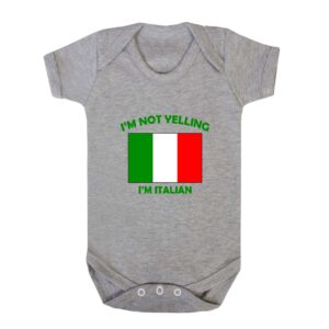 i'm not yelling i am italian italy baby bodysuit one piece oxford gray 6 months