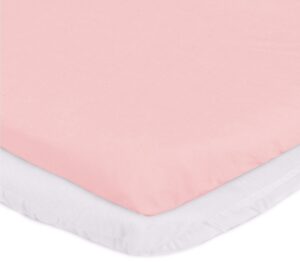 ababy waterproof bassinet mattress protector & bassinet sheet combo – durable bassinet sheet & mattress protector for babies – made in usa - pink, 15" x 33"