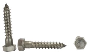 stainless 3/8 x 2 hex lag screw (1" to 5" lengths available in listing), 18-8 stainless steel, 25 pieces (3/8 x 2)