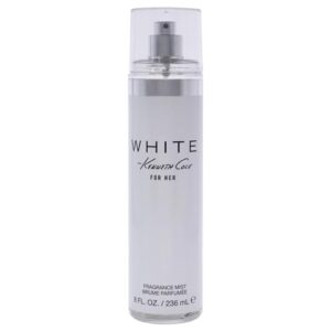 kenneth cole white for her body mist for women, notes of mandarin, vanilla, musk, and orchid, fruity, fresh, feminine scent, long-lasting, everyday wear fragrance, 8 fl oz