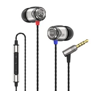 soundmagic e10c wired earbuds with microphone hifi stereo earphones noise isolating in ear headphones powerful bass tangle free cord gunmetal