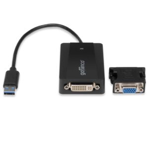 gofanco usb 3.0 to dvi video graphics adapter for multiple monitors - up to 2048x1152 for windows and macos, displaylink chip, includes dvi-to-vga adapter for vga monitor, usb dvi (usb3dvi)