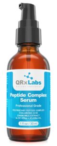 qrxlabs peptide complex serum for face - collagen booster with hyaluronic acid & chamomile extract - reduces wrinkles, heals & repairs skin, tightening effect - hyaluronic acid serum for face