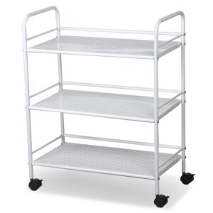 world pride rolling salon trolley cart, 3 tier, white