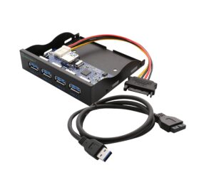 syba active 4 port usb 3.0 hub panel for 3.5" floppy bay 19 pin header sata power sy-hub20211