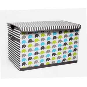 bacati - toy chest playful elephants aqua/lime/grey