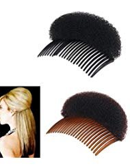 2pices(1black+1brown) women bump it up volume hair base styling clip stick bum maker braid insert tool hair styler party hair accessories with comb