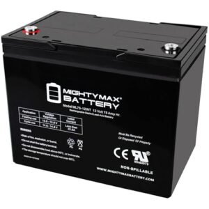 mighty max battery ml75-12int -12 volt 75 ah, internal thread (int) terminal, rechargeable sla agm battery