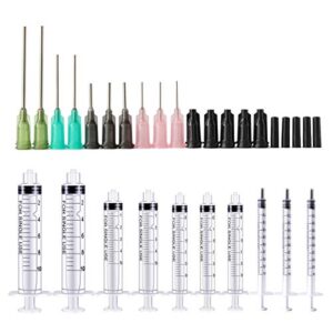 bstean syringe blunt tip needle and cap - 10ml, 5ml, 3ml, 1ml syringes 14ga 16ga 18ga 20ga blunt needles - oil or glue applicator (pack of 10)