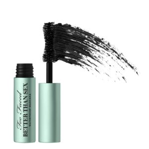 too faced better than sex waterproof mascara | volume + length, travel size, 0.17 fl oz, black