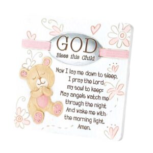 dicksons baby bear god bless this child tabletop/wall plaque for girl, white