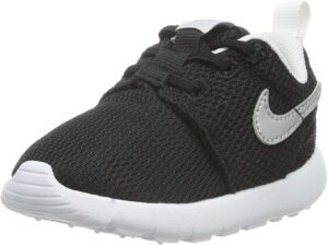 nike roshe one (tdv) infant toddlers baby shoes black/mettalic silver-white 749430-021 (9 m us)