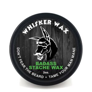 badass beard care mustache wax for men, 2 oz - made with all natural butters and waxes, medium hold, keeps mustache looking and feeling natural and soft