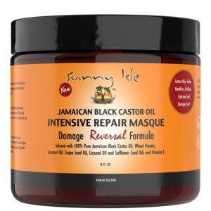 sunny isle jamaican castor oil intensive repair masque, black, coconut, 16 fl oz