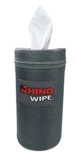 rhino wipe® tote system with 75 strong dry wipes - don't mess with the rhino