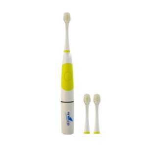 intelligent kids led light soft-bristle 3 brush heads ultrasonic child electric toothbrush battery reminder(light yellow)) by seago