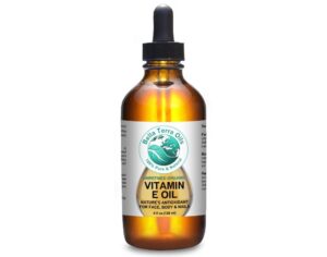 bella terra oils - organic vitamin e oil 4 oz - strongest concentration of natural organic vitamin e, d-alpha tocopherol rich, perfect for nourishing your face and body