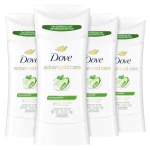 dove advanced care antiperspirant deodorant stick cool essentials 4 ct for helping your skin barrier repair after shaving 72 hour odor control and sweat protection with pro ceramide technology 2.6 oz