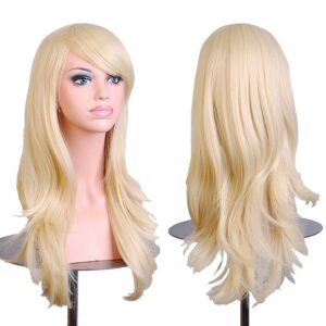 aneshe wigs 28" long wavy hair heat resistant cosplay wig for women (light blonde)