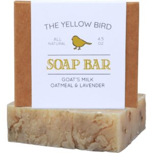 lavender goats milk soap bar with oats - gentle exfoliating bath soap. moisturizing dry skin face & body wash. mild natural and organic soap. made in the usa