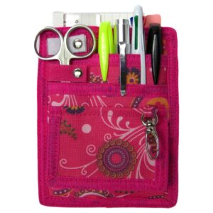 6 piece protective lab coat pocket organizer kit has pretty pink paisley pattern you're sure to love! attractive yet durable-made of super strong 600d denier- gift for nurses, students & you!