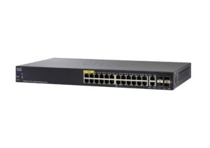 cisco sg350-28p managed switch | 28 gigabit ethernet ports | 24 gigabit ethernet rj45 ports | 2 sfp slots | 2 gigabit ethernet combo | 195w poe | limited lifetime protection (sg350-28p-k9-na)