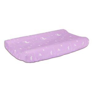 the peanutshell woodland print cotton changing pad cover in purple