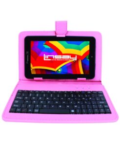 linsay 7" 2gb ram 32gb android 12 tablet with pink keyboard