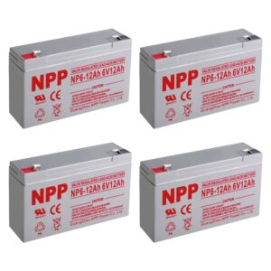 nppower np6-12ah, 6v 12ah (f1, 4pcs) sealed lead acid battery ub6120, 6fm12, 6-dw-12 ab12120, light and scooter