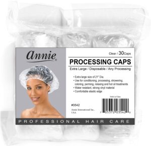 "annie" extra large processing caps clear 100 caps (1 pack)