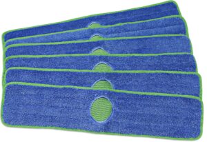 cleanaide twist yarn microfiber mop pad with spot cleaning scrubber, 24 inches, 6 pack