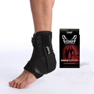 venom ankle brace neoprene lace up compression sleeve - elastic support & adjustable stabilizers, sprained foot, tendonitis, basketball, volleyball, soccer, mma, running, sports, men, women (large)