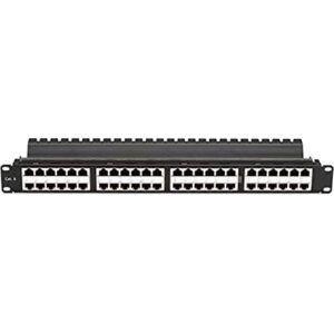 black box spacegain cat6 high-density feed-through patch panel, shielded, 48-port, 1u - 48 x rj-45 - 48 port[s] - 48 x rj-45 - 48 x rj-11 - 1u high - 19 wide - rack-mountable