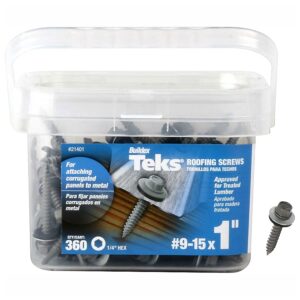 teks #9 x 1 in. hex washer head sharp pt metal-to-wood roofing screws 360ct