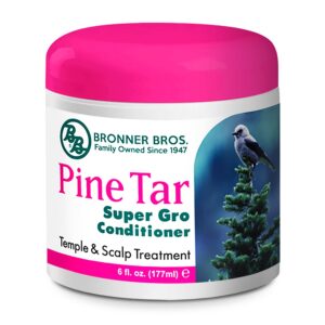 bronner bros bb pine tar super gro conditioning temple & scalp treatment for dandruff - soothes dry, itchy scalp, moisturizer & deep conditioner - with pine tar, salicylic acid & lanolin - 6 oz