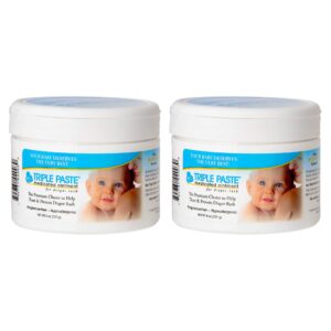 triple paste diaper rash cream, hypoallergenic medicated ointment for babies, 8 oz (pack of 2)